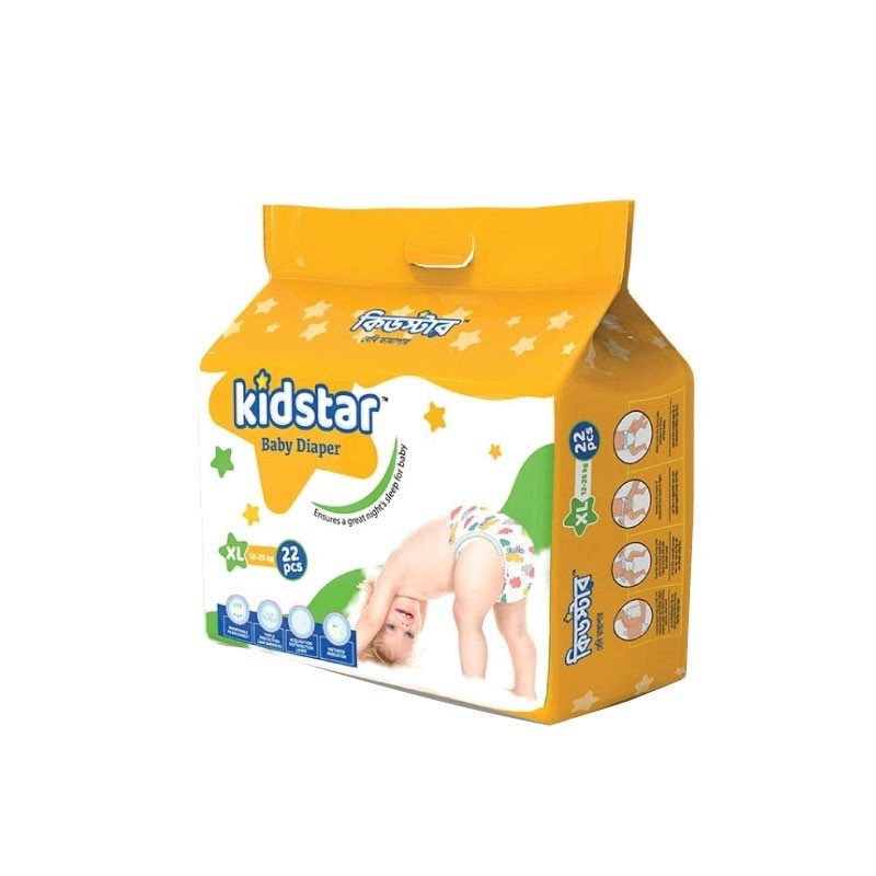Kidstar Baby Diaper Extra Large (12-25)kg 22 pcs - Diaper Market Bangladesh
